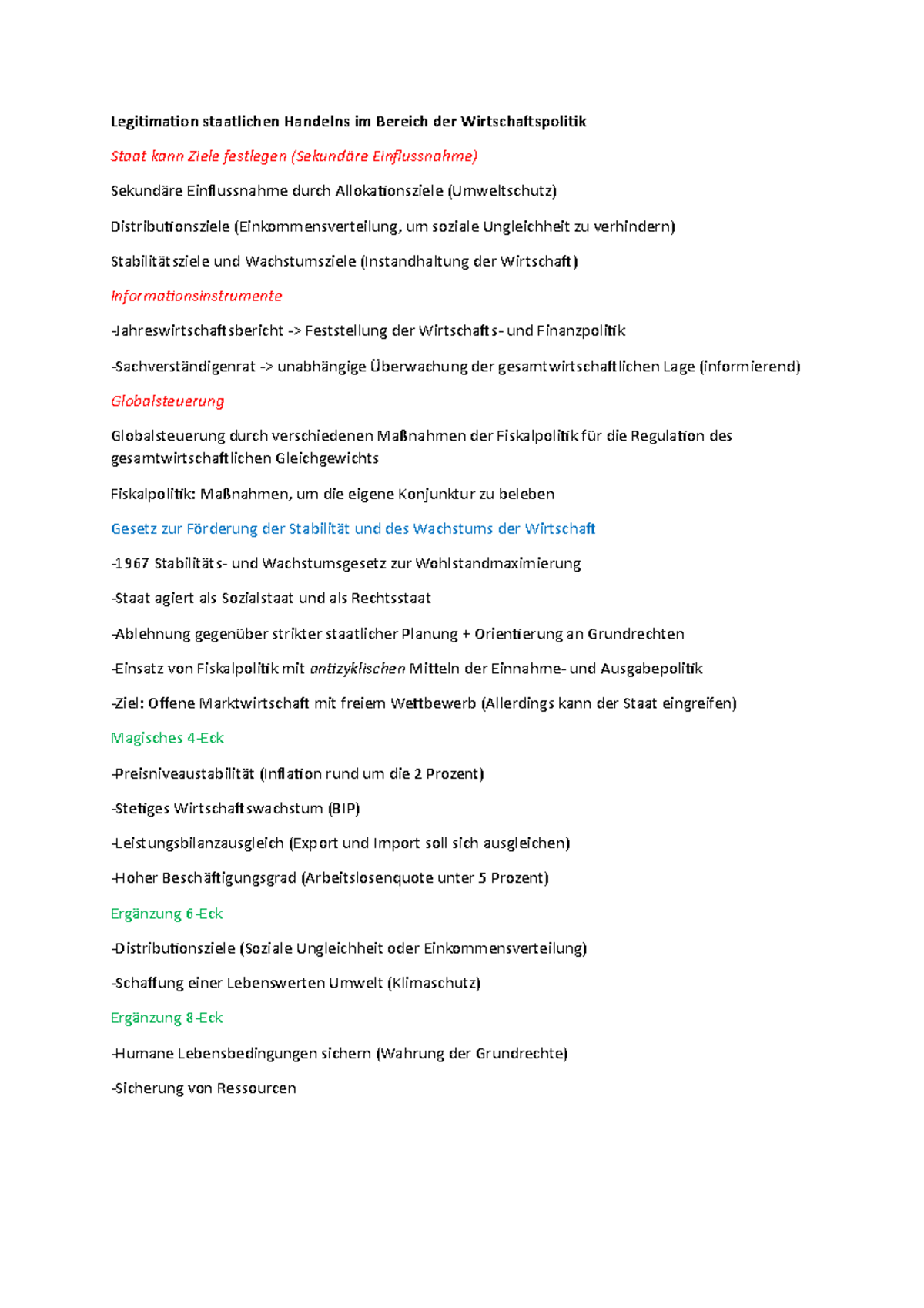 Legitimation staatlichen Handelns im Bereich der Wirtschaftspolitik ...