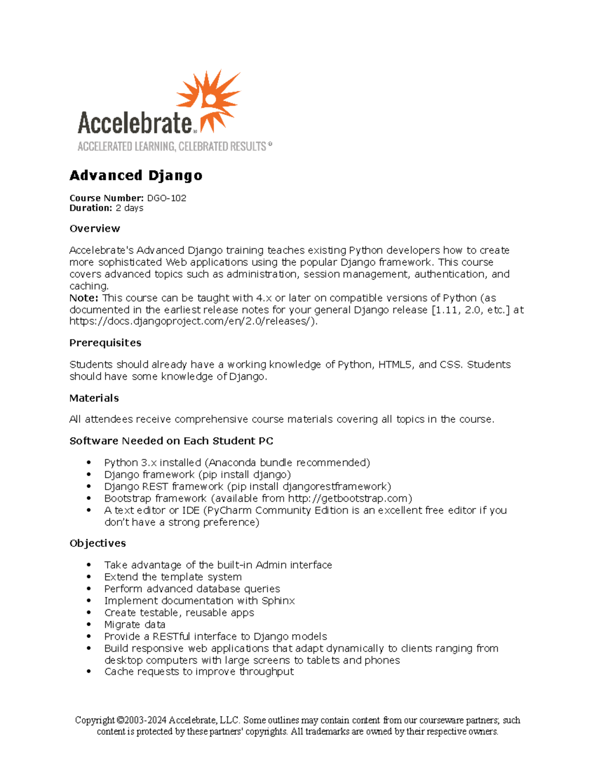 Advanced Django - others - Advanced Django Course Number: DGO- Duration ...