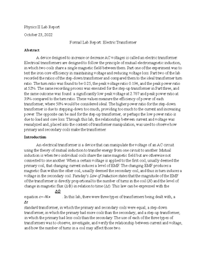 Phys 2 #5 - Lab 5: Magnetic Field - Abstract In Lab 5, the objective of ...