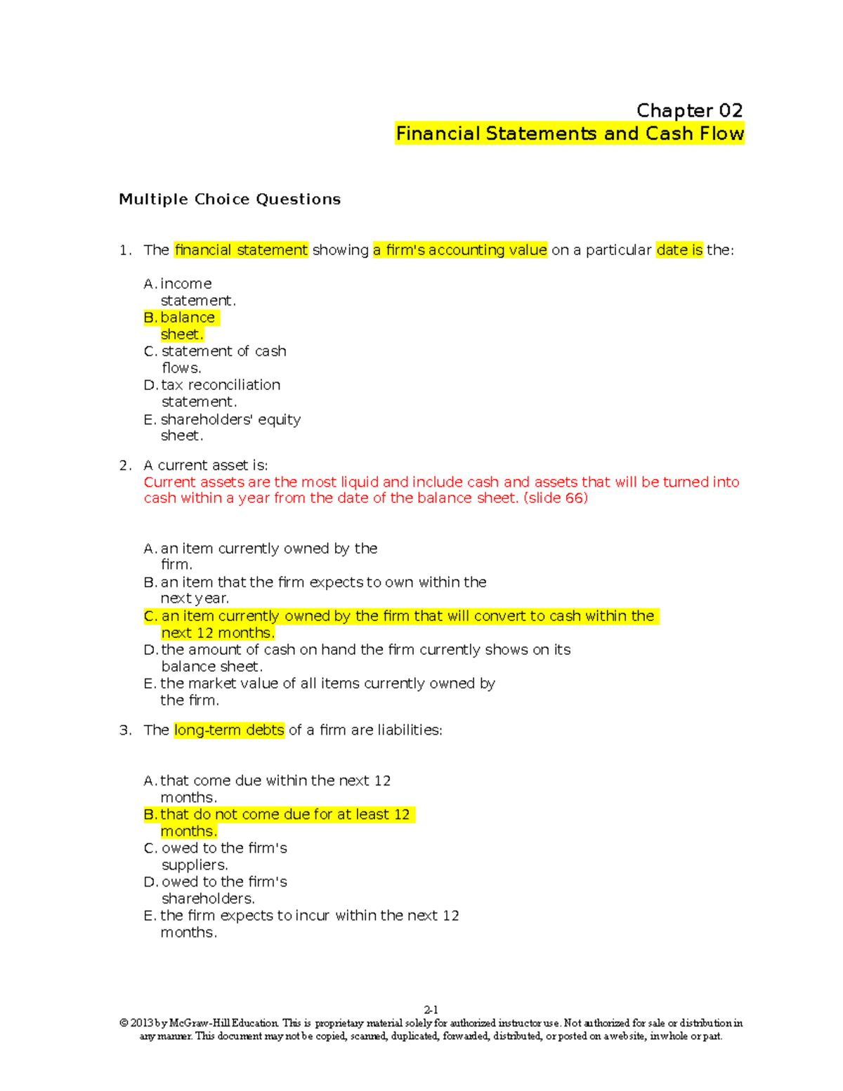 TBChap 002 - Chapter 02 Financial Statements and Cash Flow Multiple ...