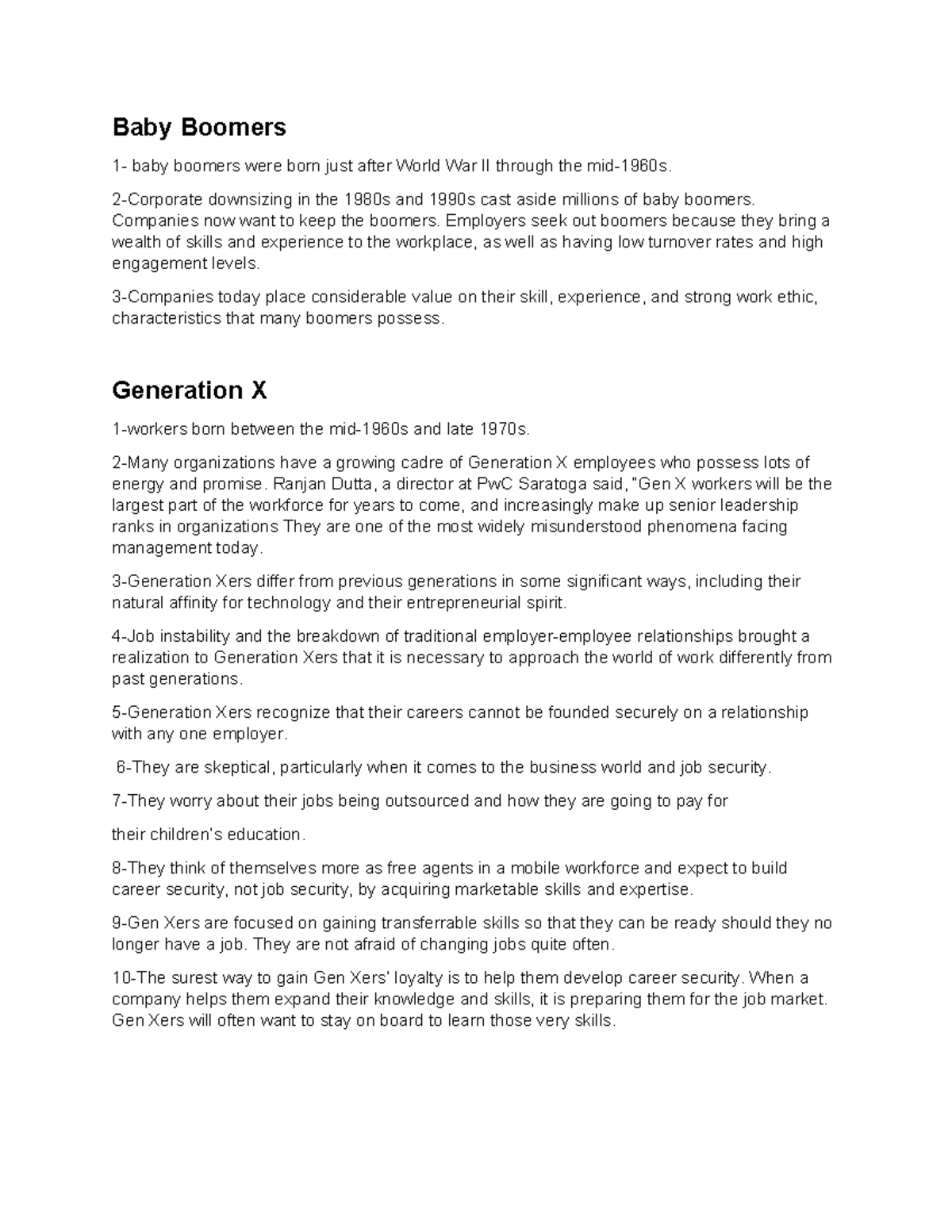 Generations Types - Baby Boomers 1- baby boomers were born just after ...