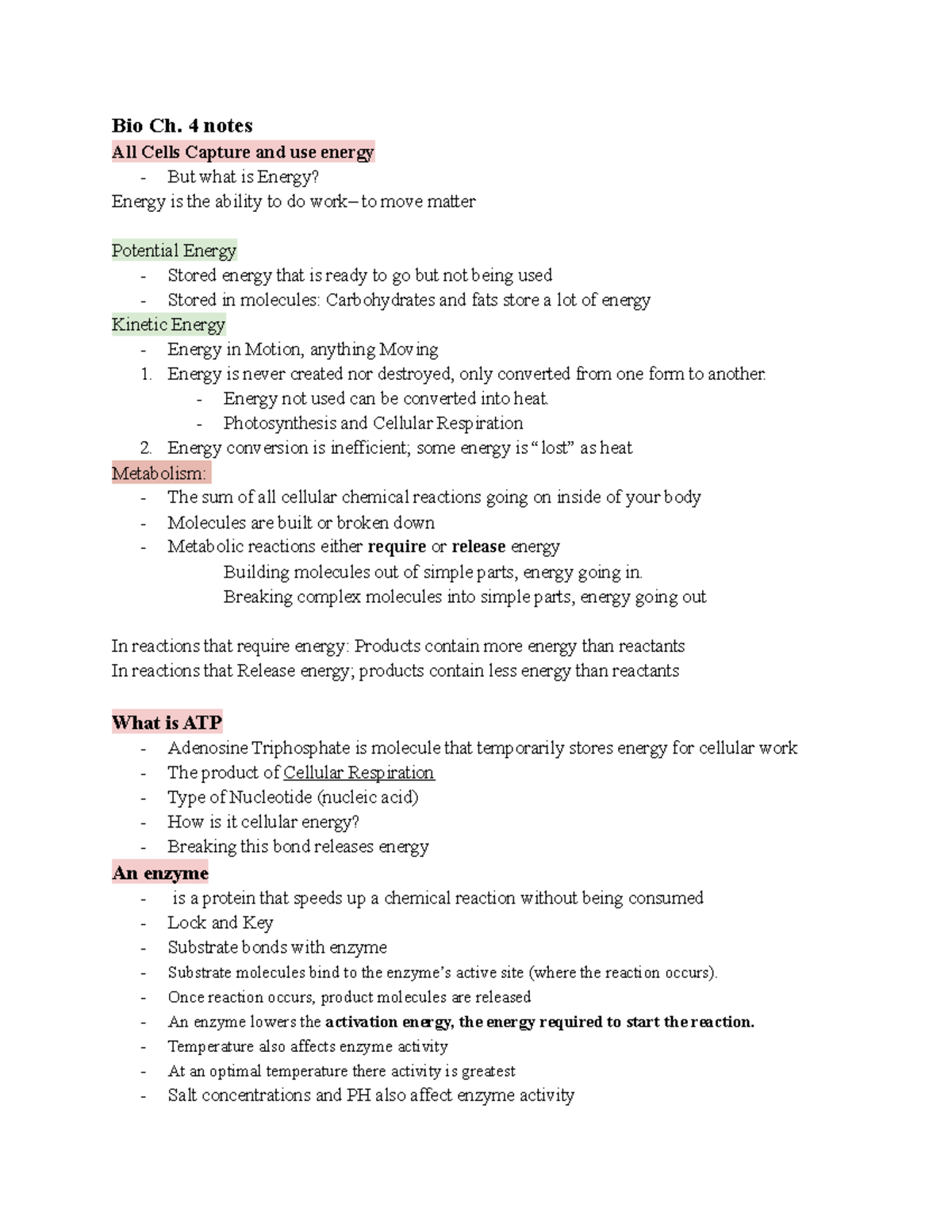 Bio Ch. 4 - Bisc 102 with Devires notes CH4 will help with first exam ...