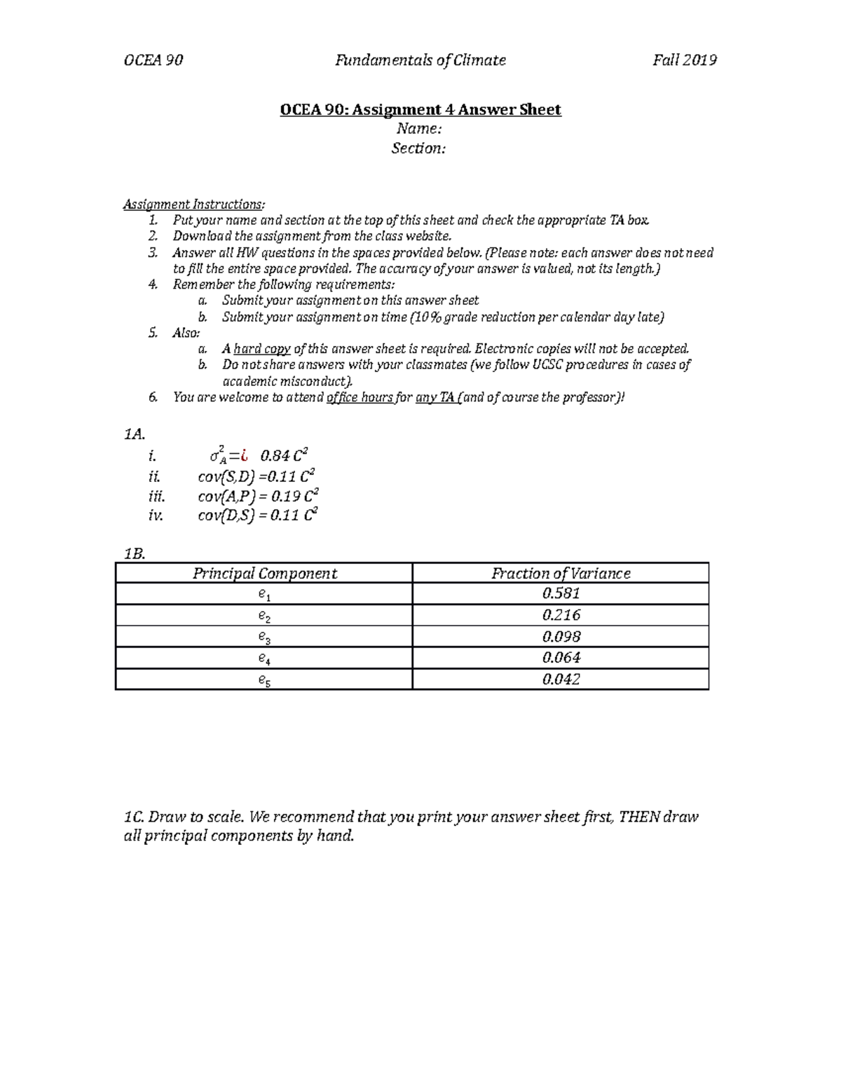 Assignment 4 Answer sheet - OCEA 90: Assignment 4 Answer Sheet Name ...