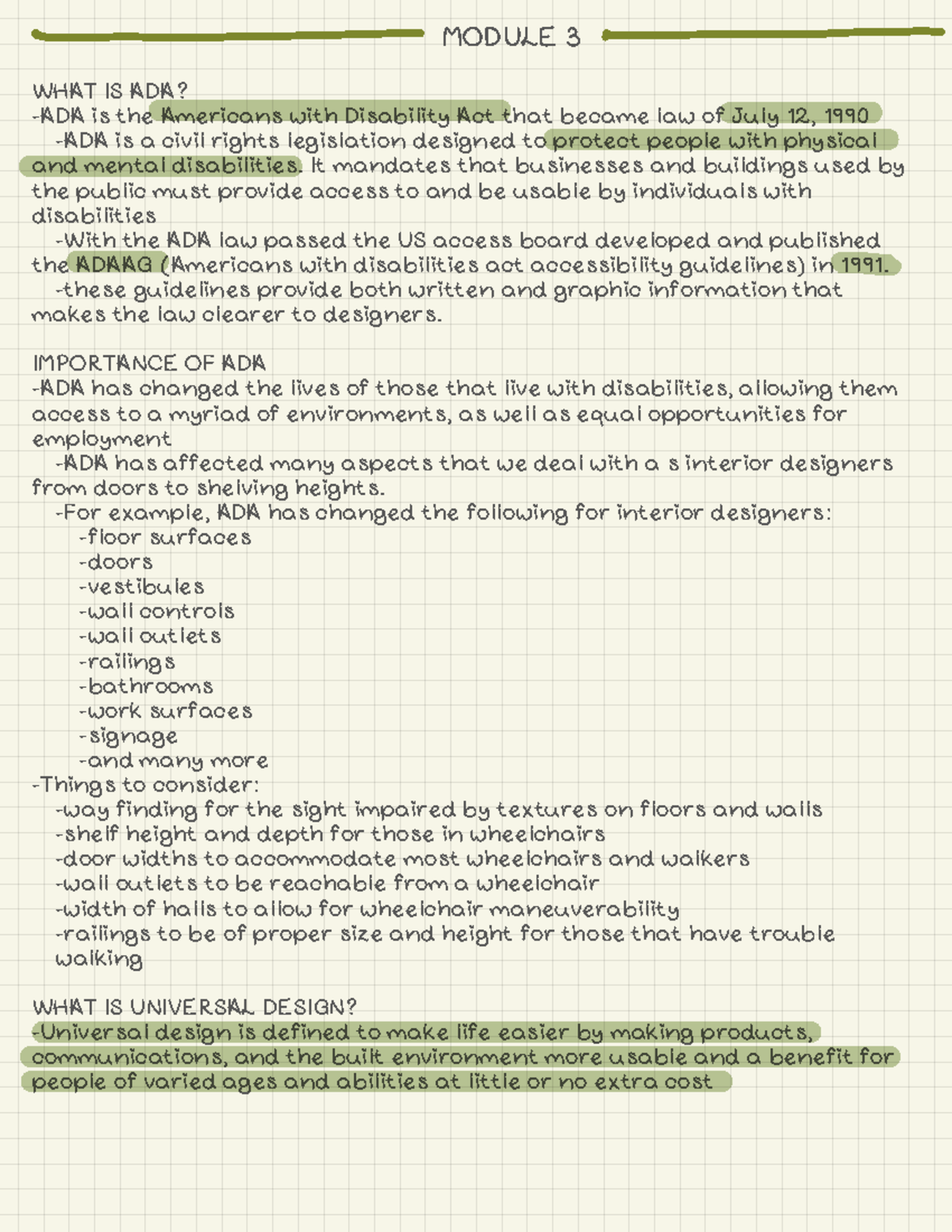 Interior Design Fundamentals Module 3 Notes - MODULE 3 WHAT IS ADA ...