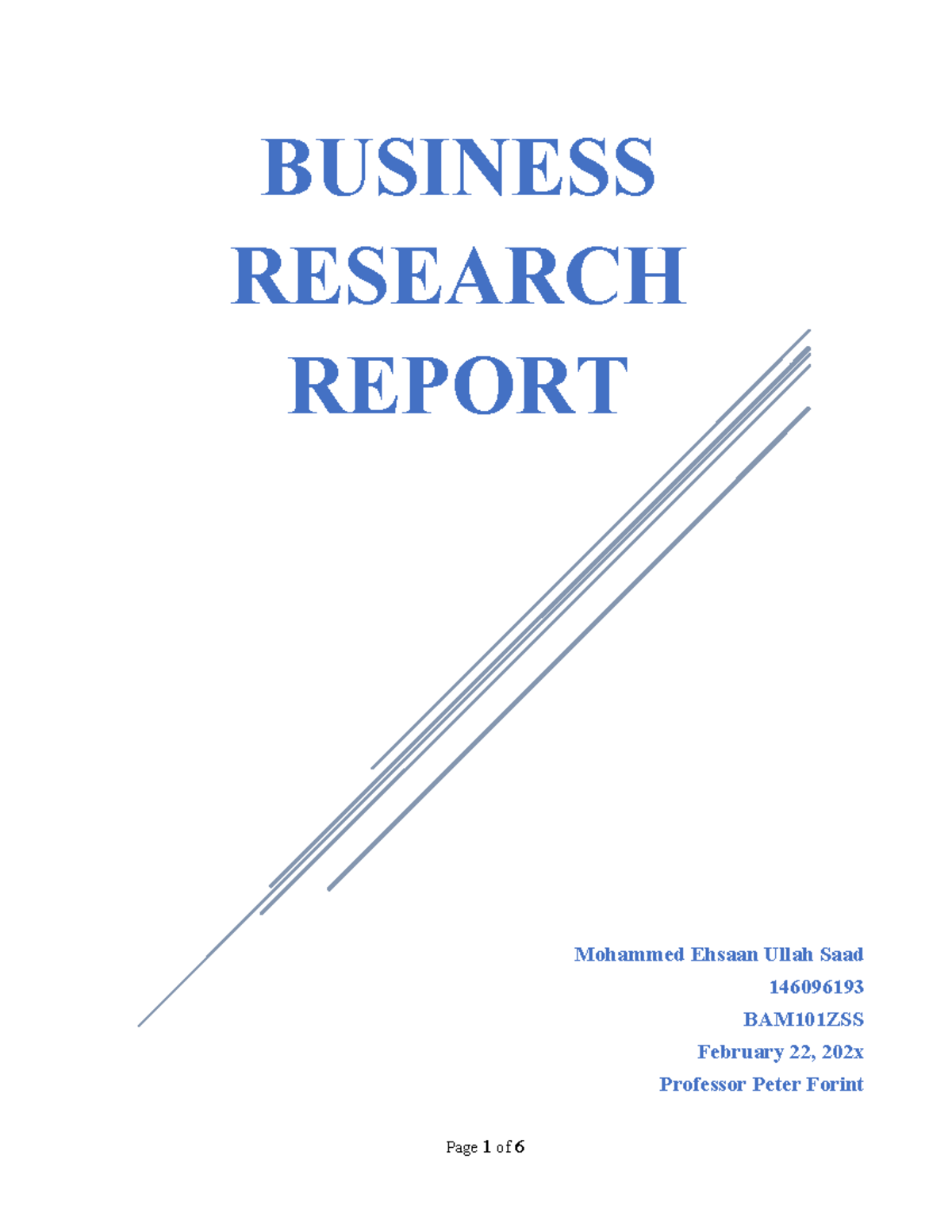 Business- Research- Report - BAM101 - Seneca College - Studocu