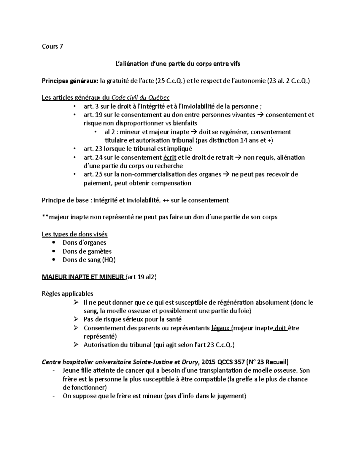Cours 7 - Jean-Frédéric Ménard - Cours 7 L’aliénation d’une partie du ...