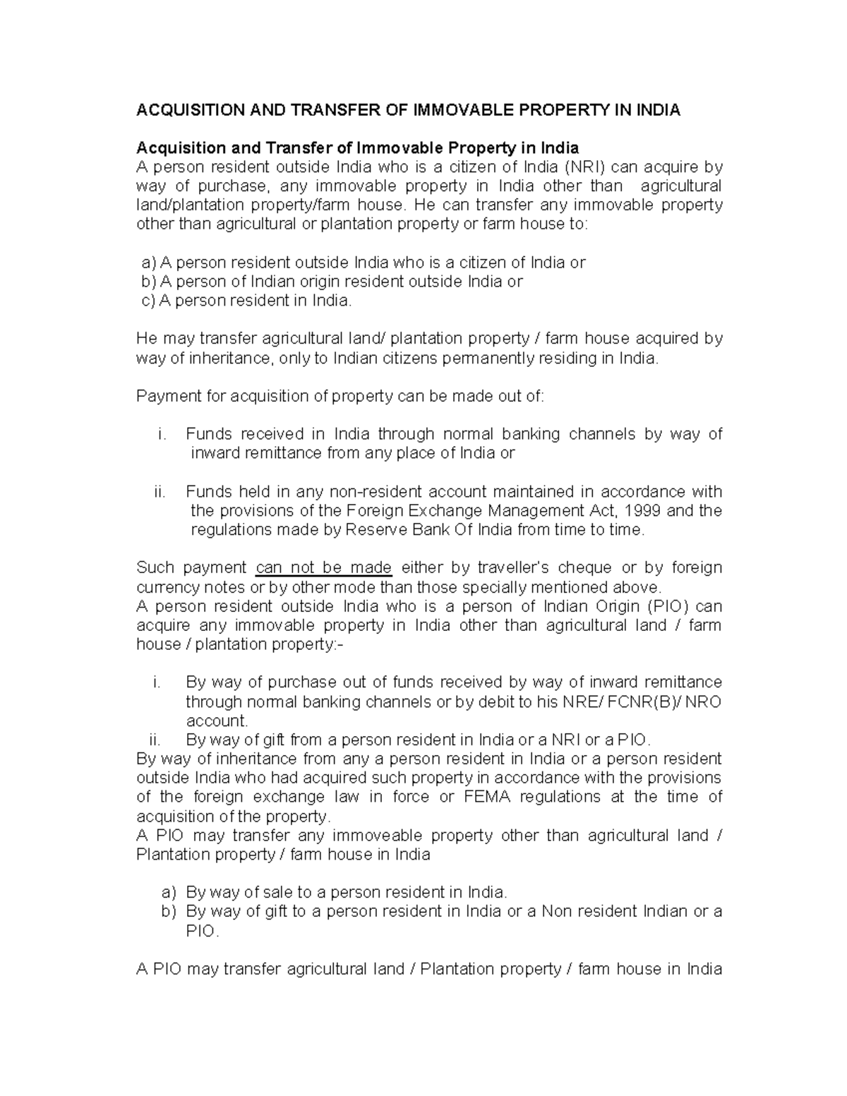 Acquisition and transfer of immovable property in india - ACQUISITION ...