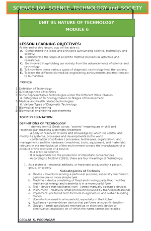Science and Technology and Society (STS) Module 5: Human Flourishing ...