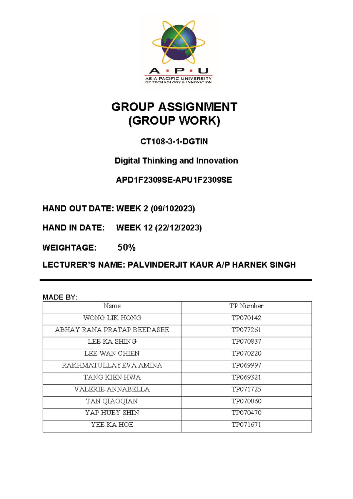 Dgtin Research Report T36-G2 - GROUP ASSIGNMENT (GROUP WORK) CT108-3-1 ...