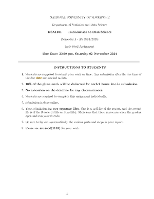 2320 - pyp - NATIONAL UNIVERSITY OF SINGAPORE DSA1101 INTRODUCTION TO ...