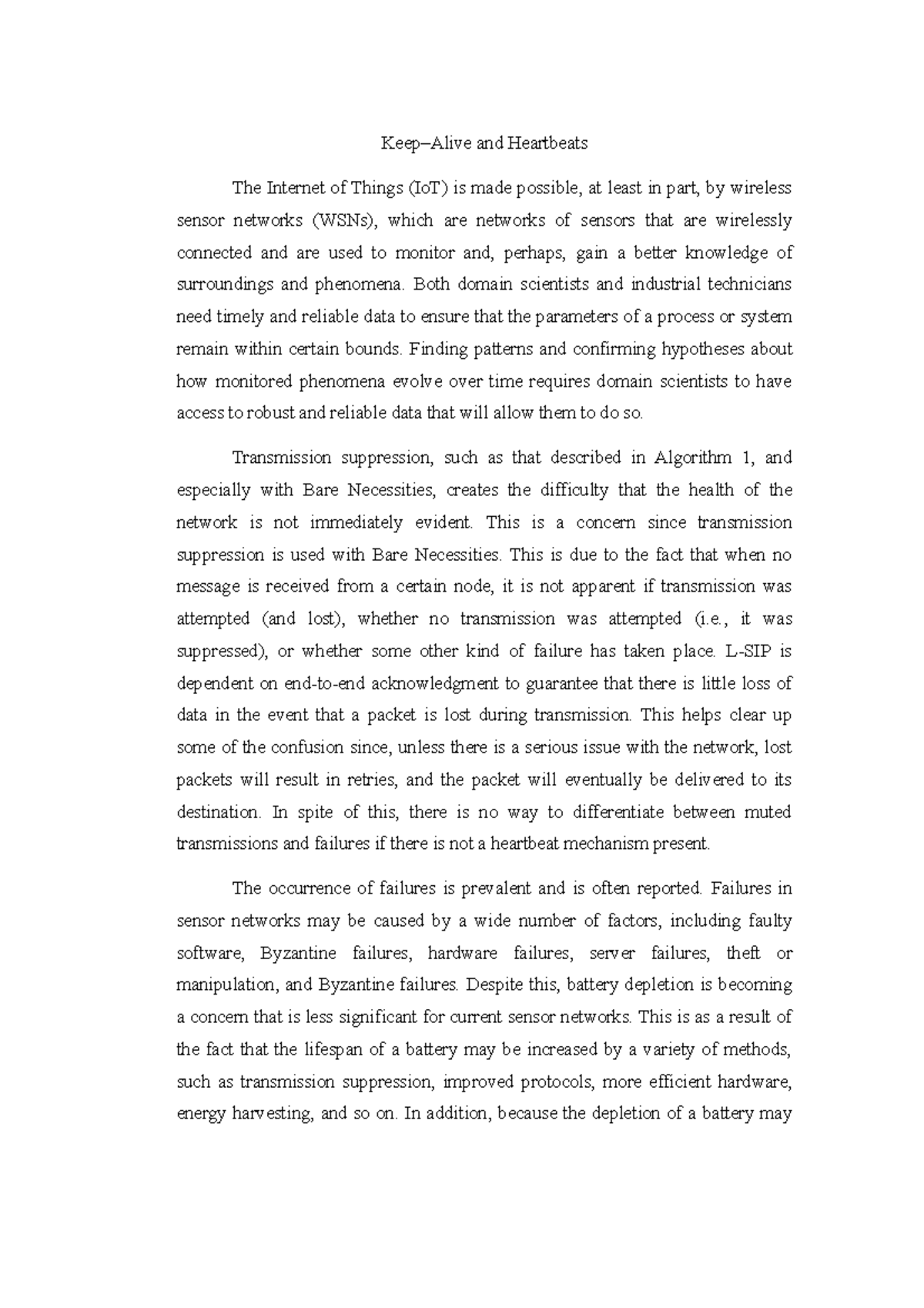 Keep Alive and Heartbeats - Keep–Alive and Heartbeats The Internet of ...