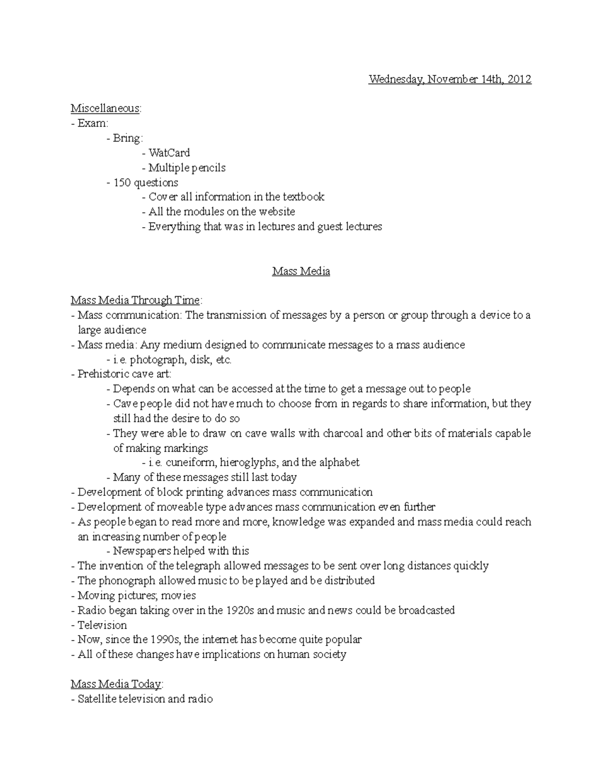 Dr. Schulenberg's class - Lecture notes, lecture 1 - 3 - Wednesday ...