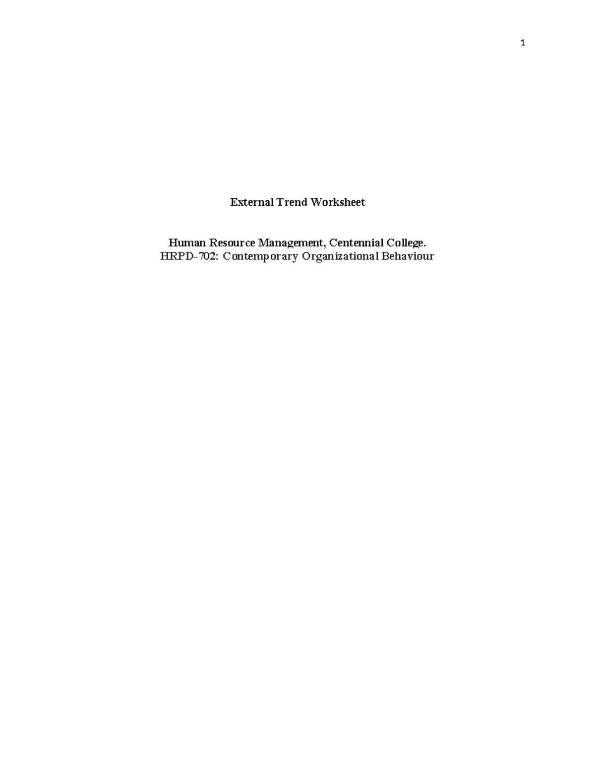 External Trend Worksheet - External Trend Worksheet Human Resource ...