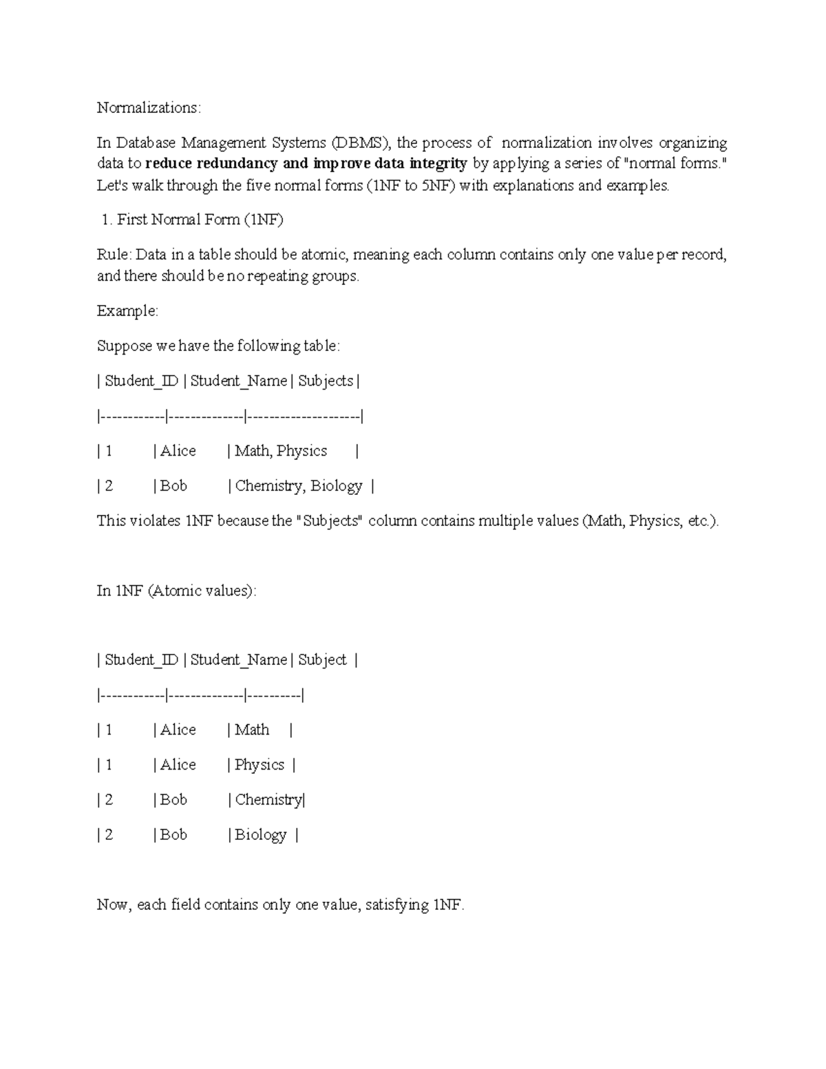 Normal forms - ntg - Normalizations: In Database Management Systems ...