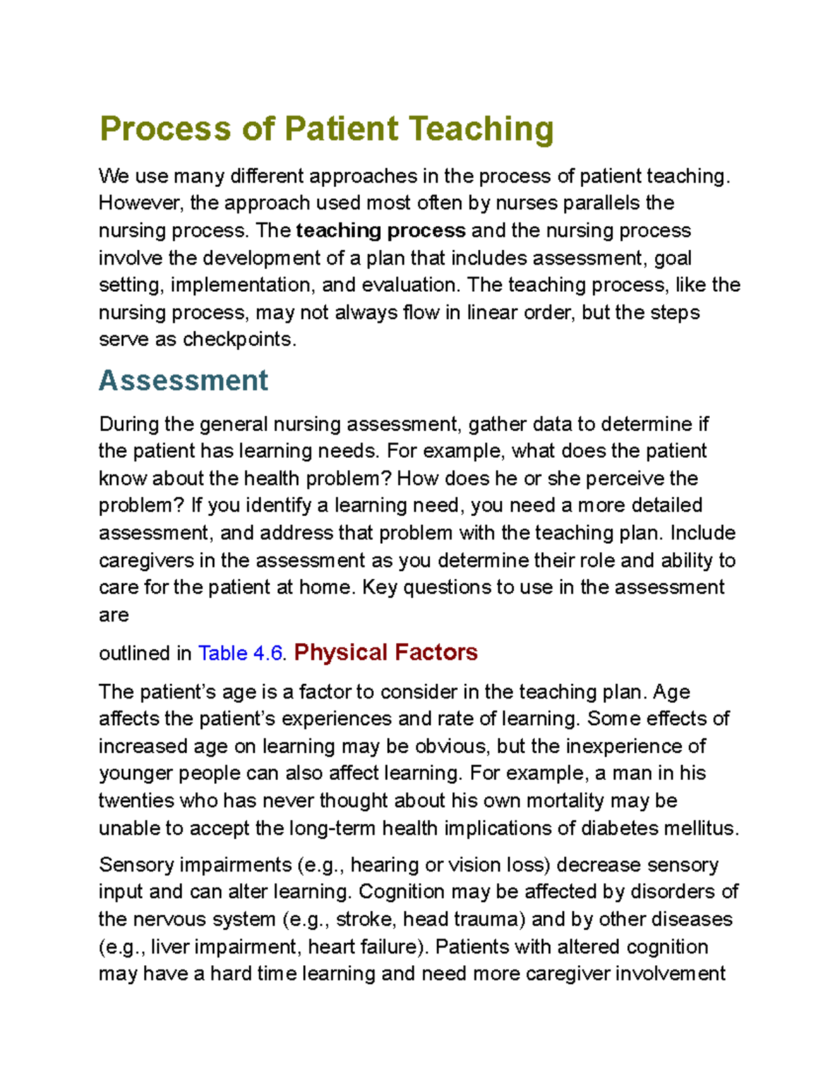 Process of Patient Teaching - However, the approach used most often by ...