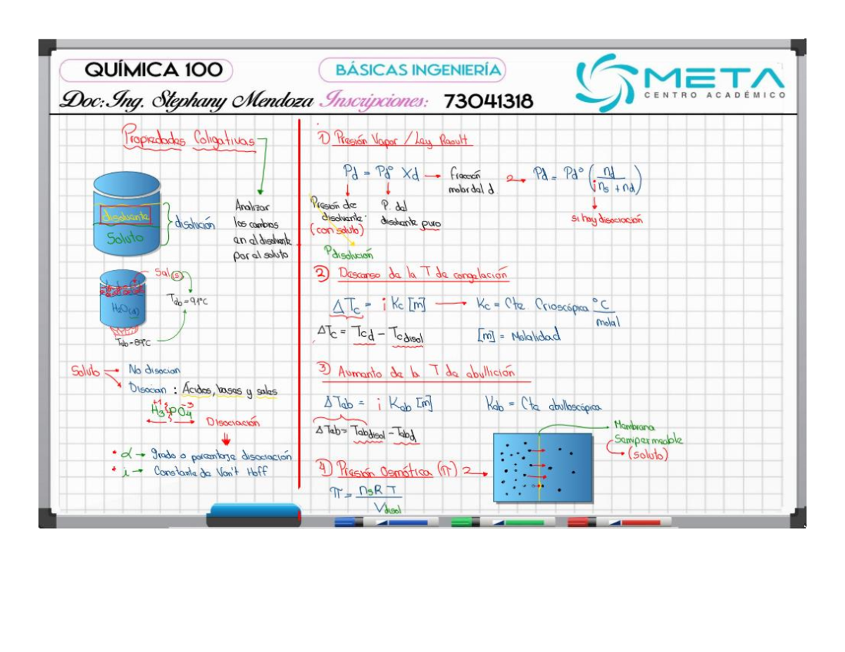 5ta Clase - Propiedades Coligativas qmc 100 - QUÍMICA 100 BÁSICAS INGENIERÍA META Doc: Ing ...