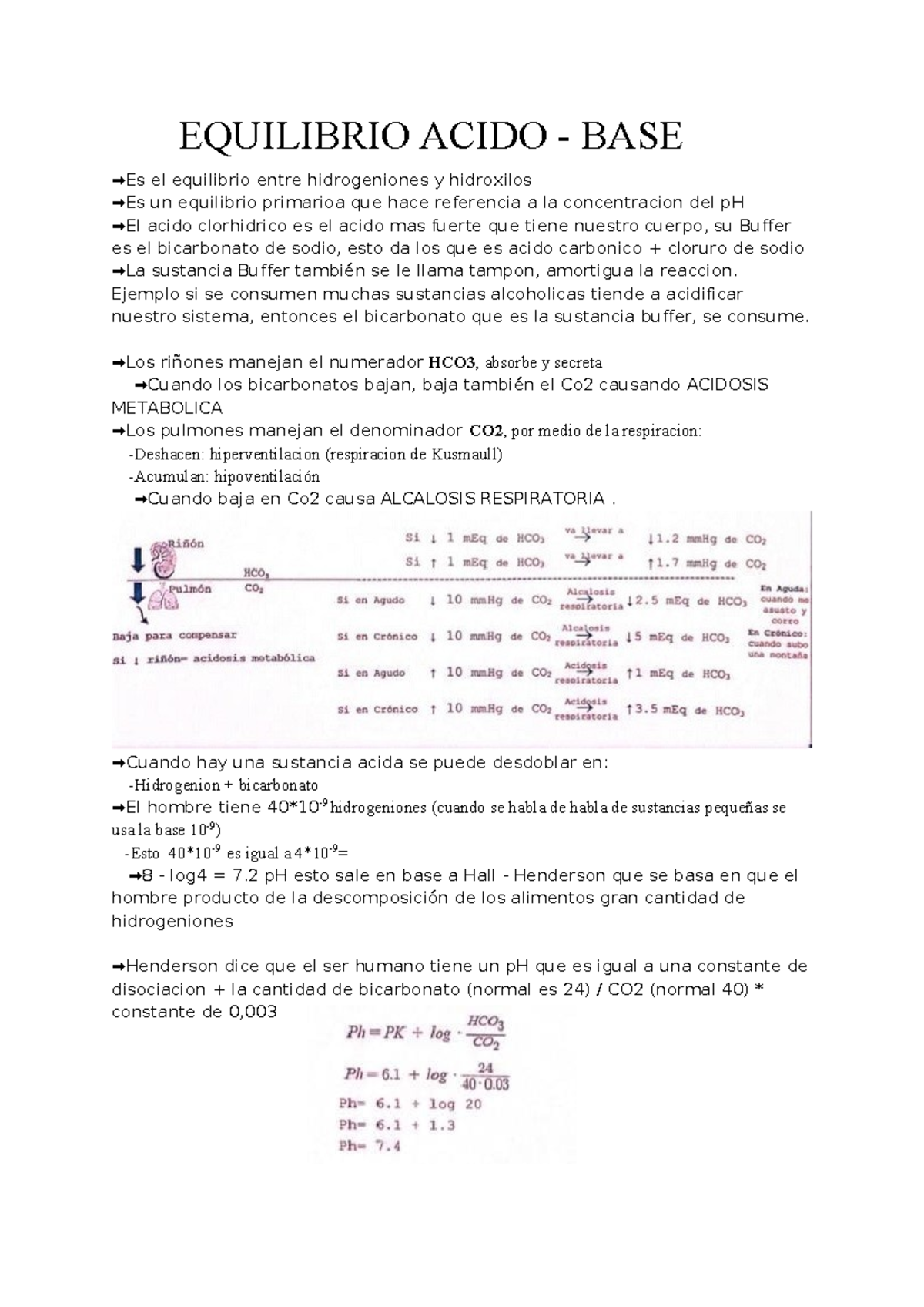 Equilibrio Acido BASE -Fisiopatologia I - EQUILIBRIO ACIDO - BASE Es el equilibrio entre - Studocu