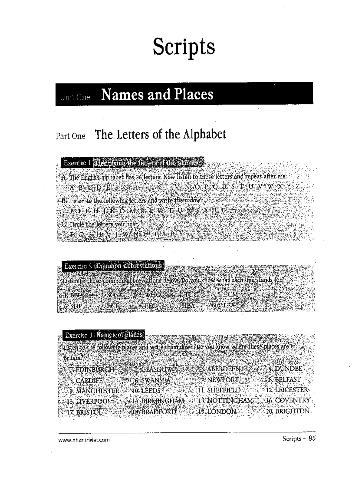 Scrips from page 10-38 Pre Ielts Listening - Scripts Unit One Names and ...