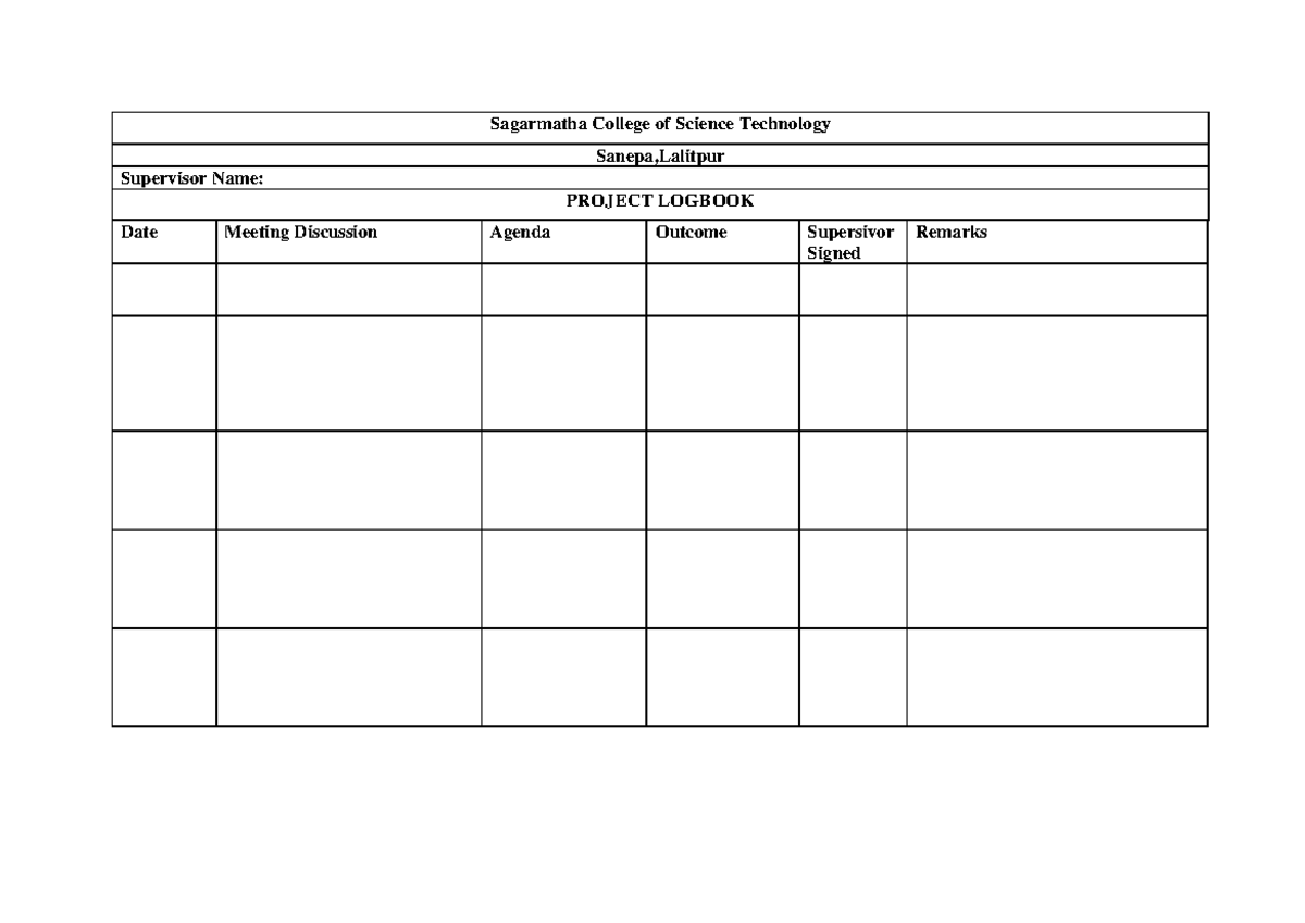Project Log format - Computer Application - Sagarmatha College of ...