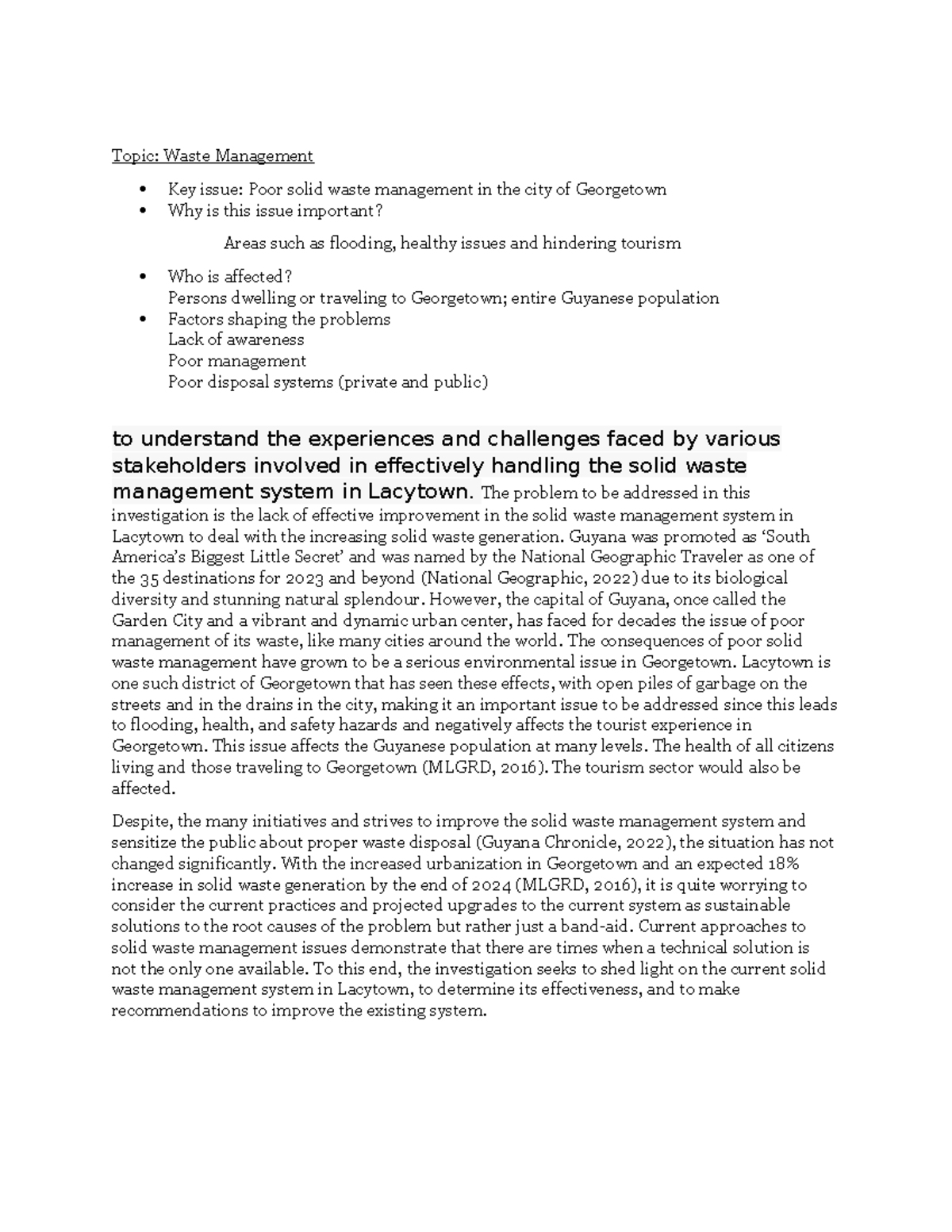 Wastemanagement - reference - Topic: Waste Management Key issue: Poor ...
