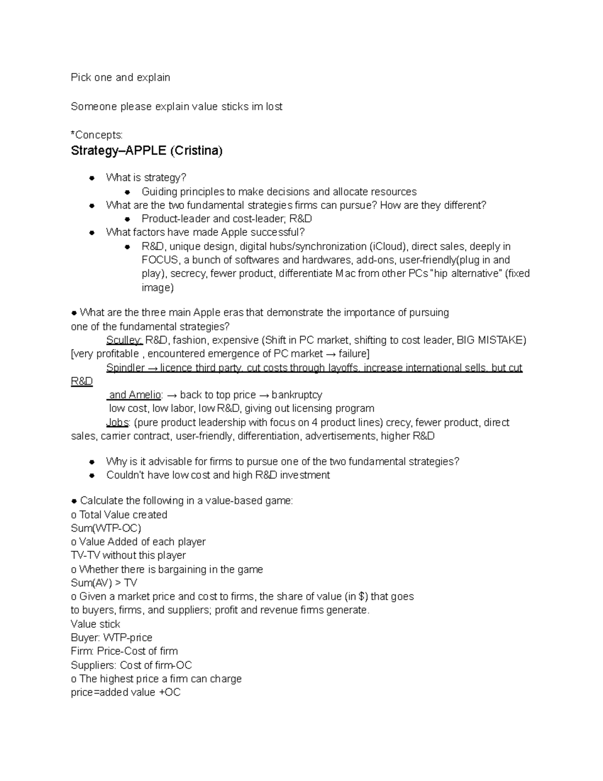 Study DOC 4 24 MGMT - Pick one and explain Someone please explain value ...