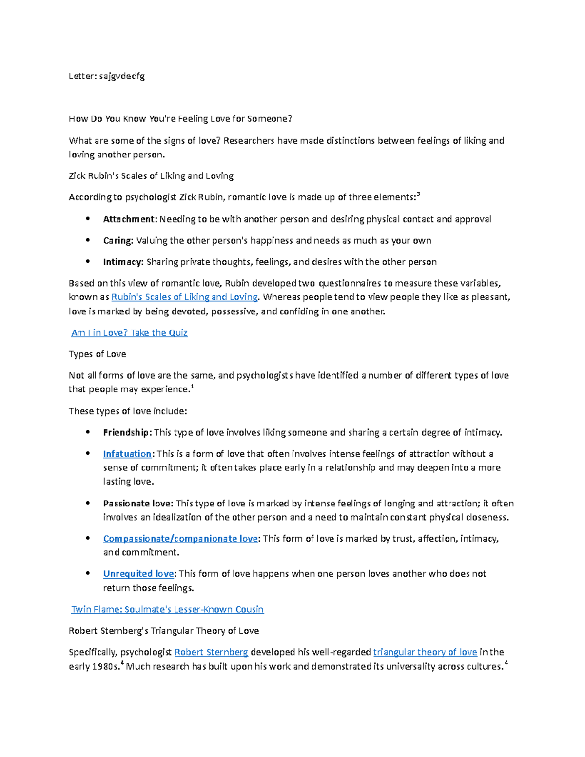 Let 23 - good - Letter: sajgvdedfg How Do You Know You're Feeling Love ...