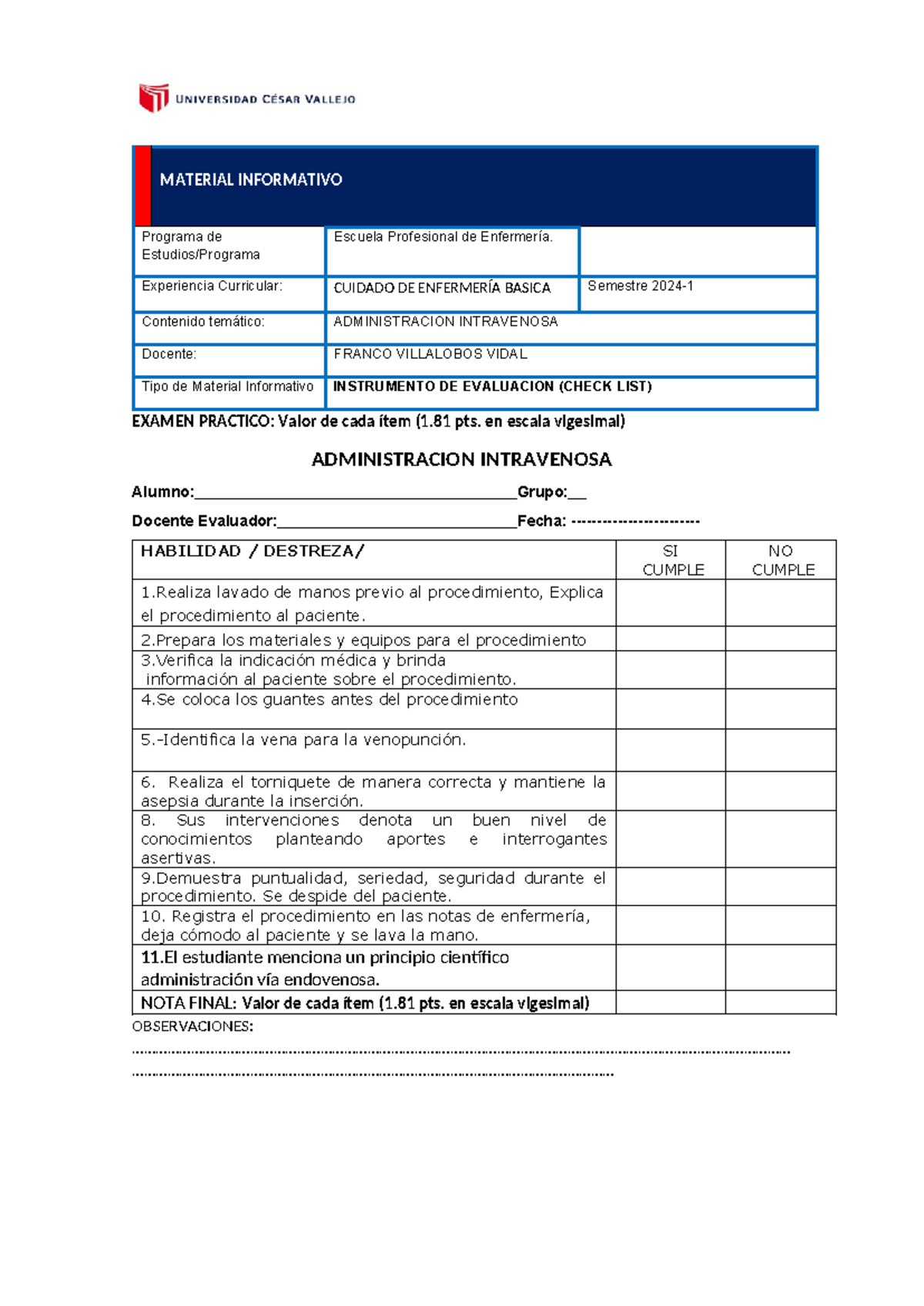 Check list Sesión EV - vfrv - MATERIAL INFORMATIVO Programa de Estudios ...