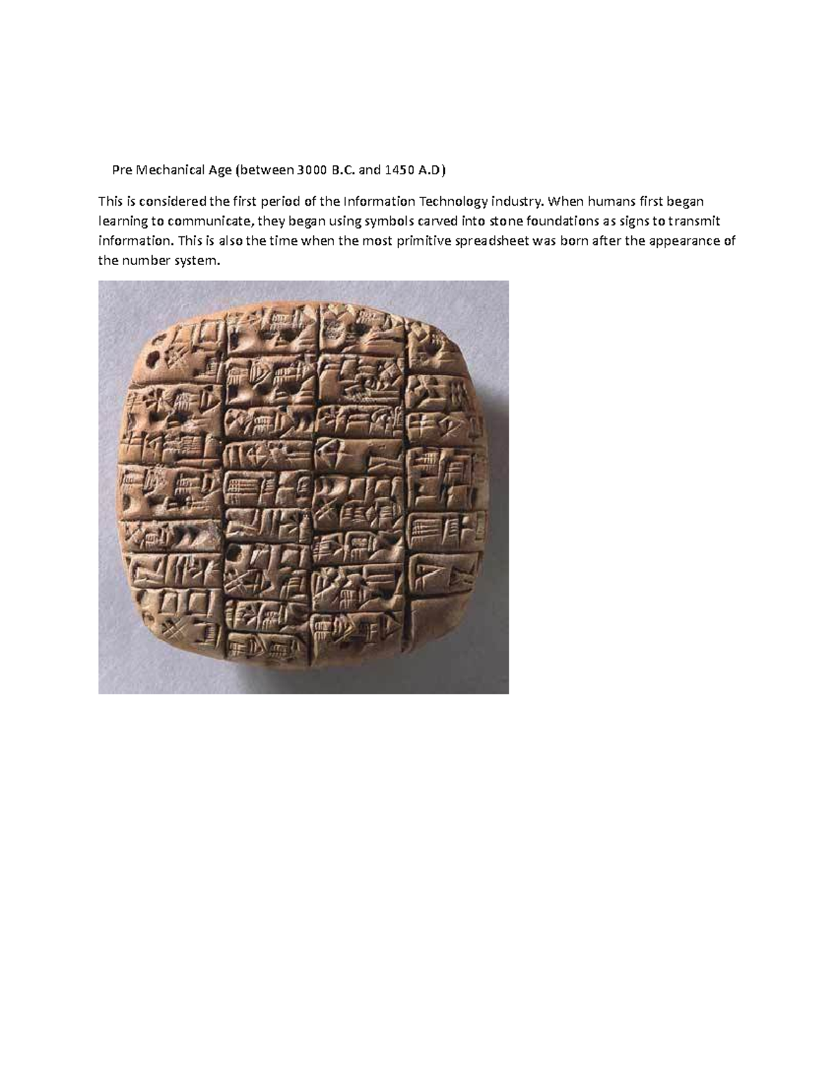 Rút gọn - asd - Pre Mechanical Age (between 3000 B. and 1450 A) This is ...