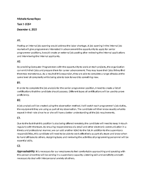 D354 Task 2 Guide - Guide for the work - D354: Talent Acquisition Task ...