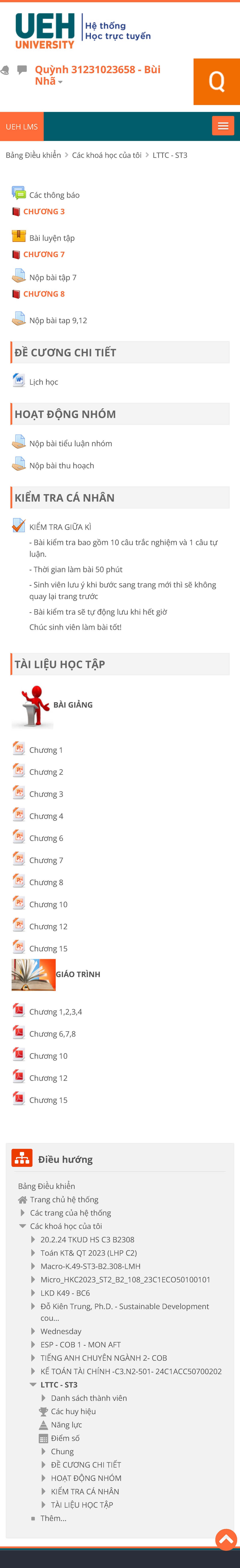Khóa LY Thuyet TAI Chinh - ST3 - UEH LMS ĐỀ CƯƠNG CHI TIẾT HOẠT ĐỘNG NHÓM KIỂM TRA CÁ NHÂN TÀI ...