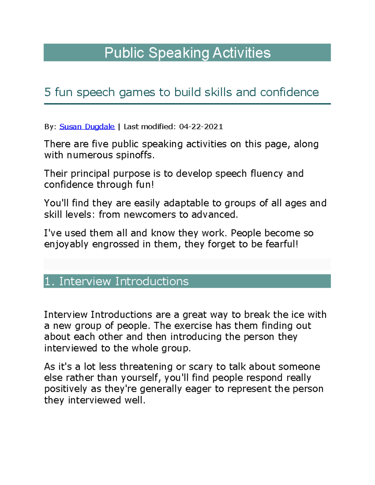 Public Speaking Activities more - Public Speaking Activities 5 fun ...
