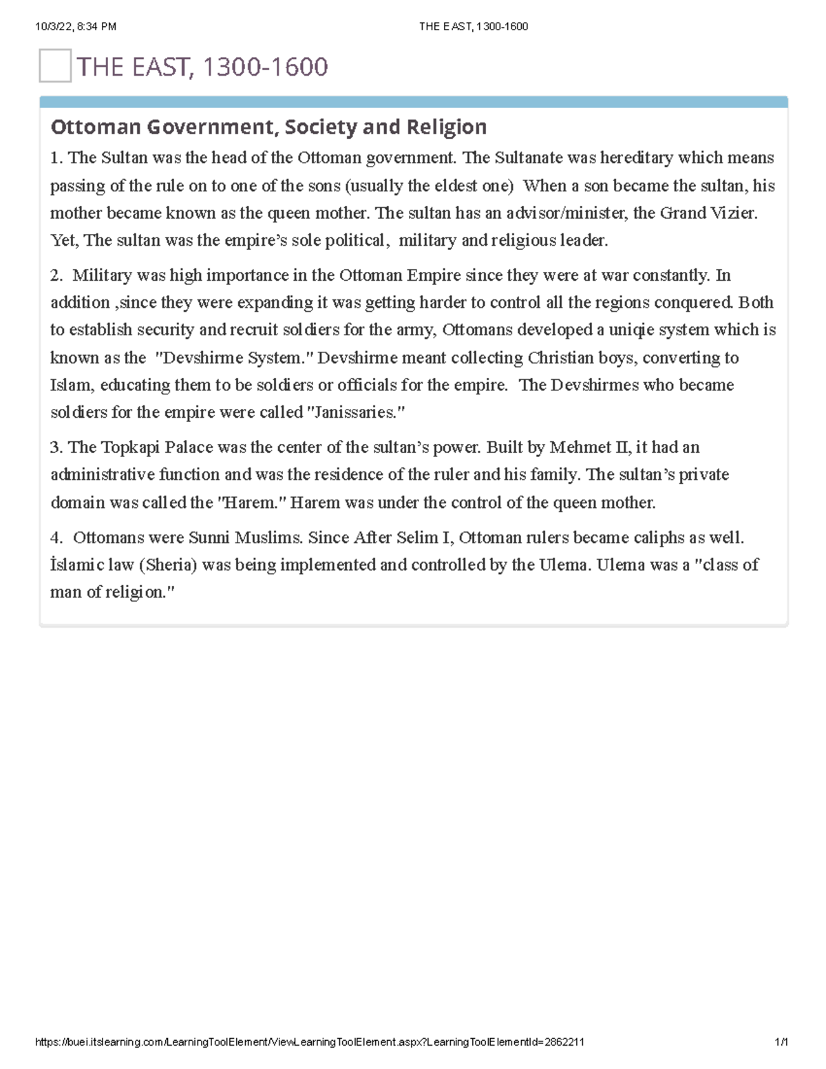 THE EAST, 1300-1600 - History of Civilization II - 10/3/22, 8:34 PM THE ...