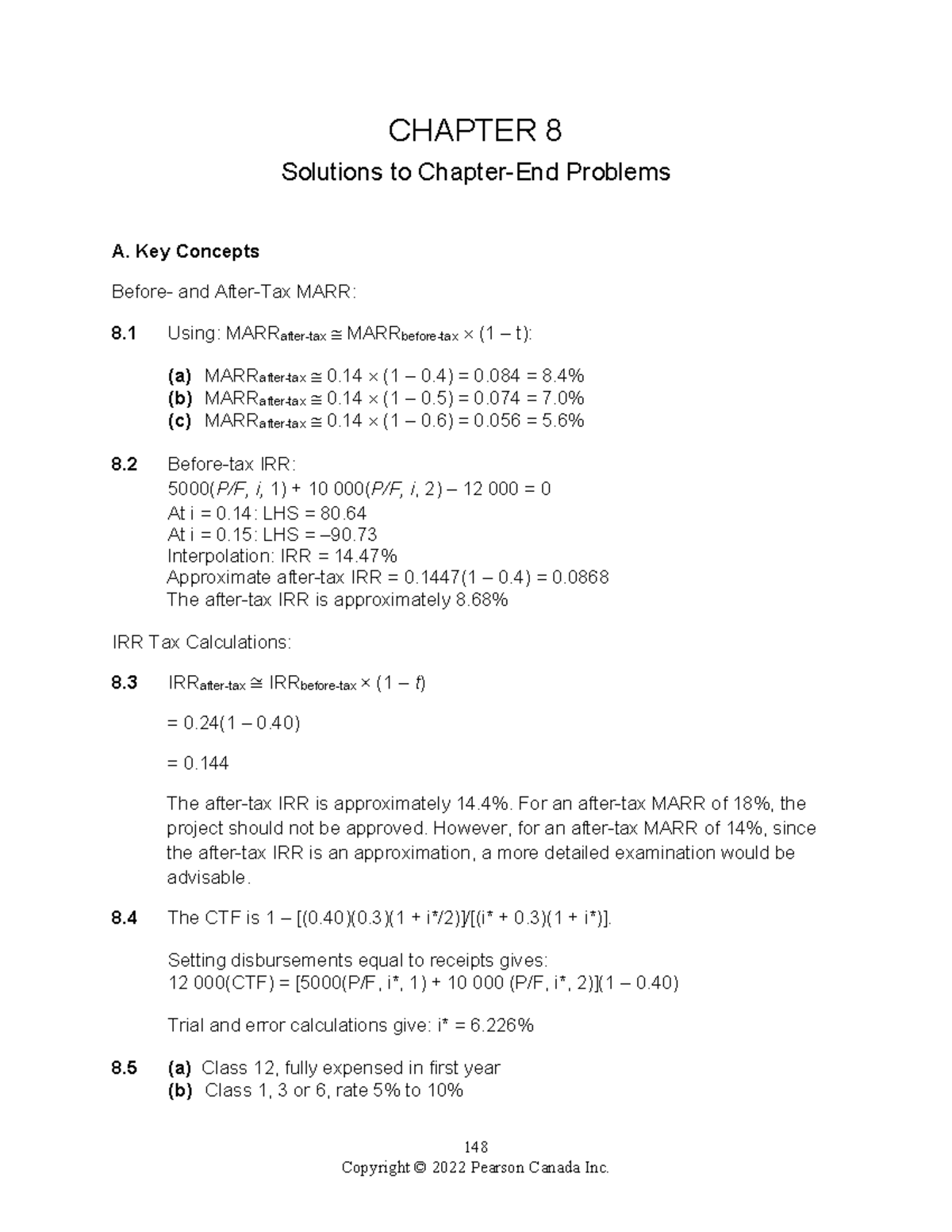 Fraser engeco 7e ism ch08 - 148 CHAPTER 8 Solutions to Chapter-End ...