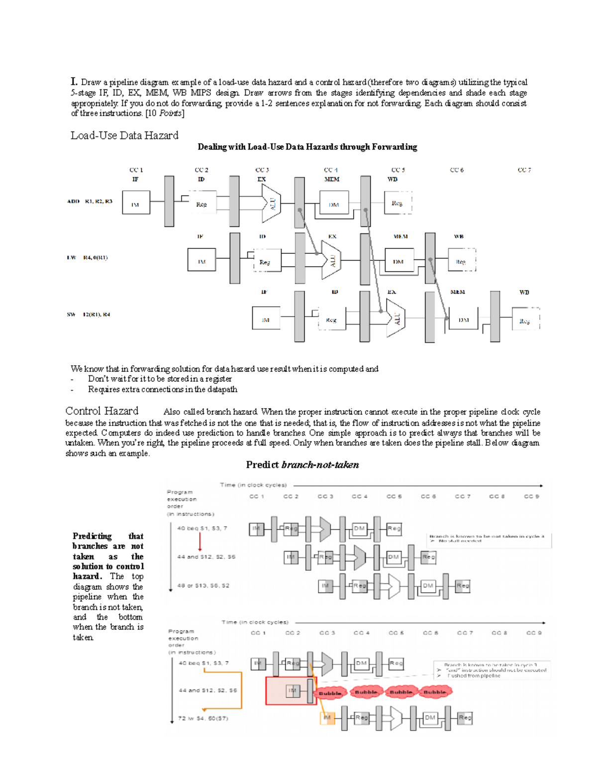 HW7 Solution Computer Architecture - I. Draw a pipeline diagram example of a load-use data ...