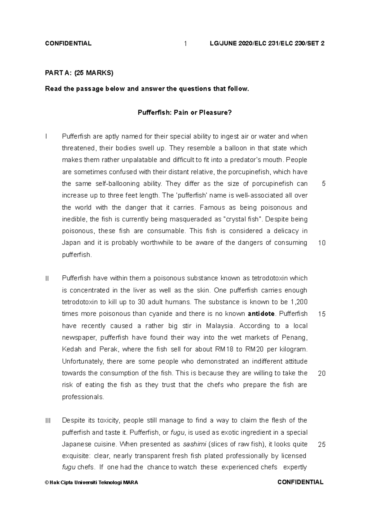 ELC231 Past year Question - CONFIDENTIAL 1 LG/JUNE 2020/ELC 231/ELC 230 ...