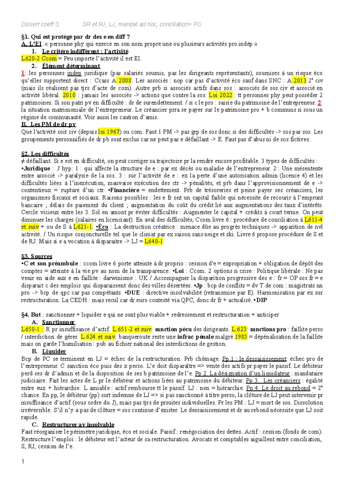 E en diff - Fiches de droit des entreprises en difficulté M1 - §1. Qui est protégé par dr des e ...