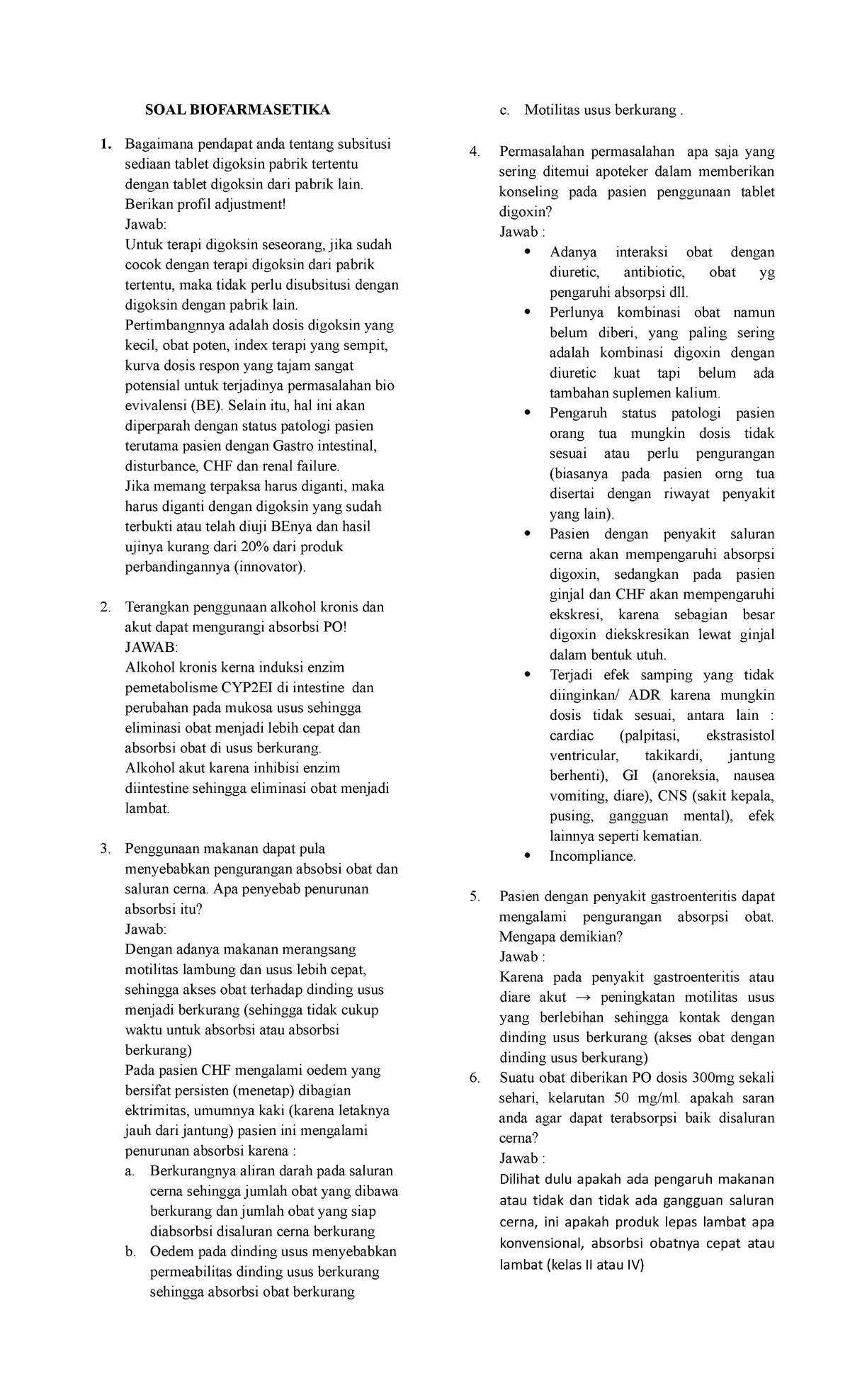 255916349 Baru Kumpulan Soal BFT - SOAL BIOFARMASETIKA Bagaimana pendapat anda tentang subsitusi ...