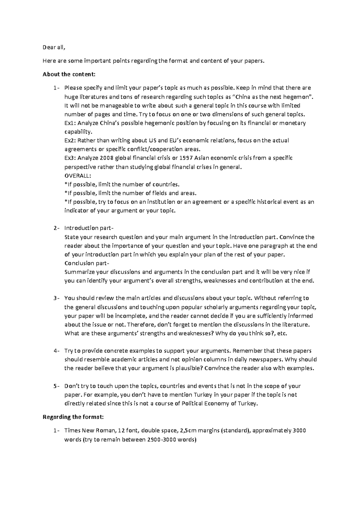 Detailed Guidelines for the Research Paper - Dear all, Here are some ...