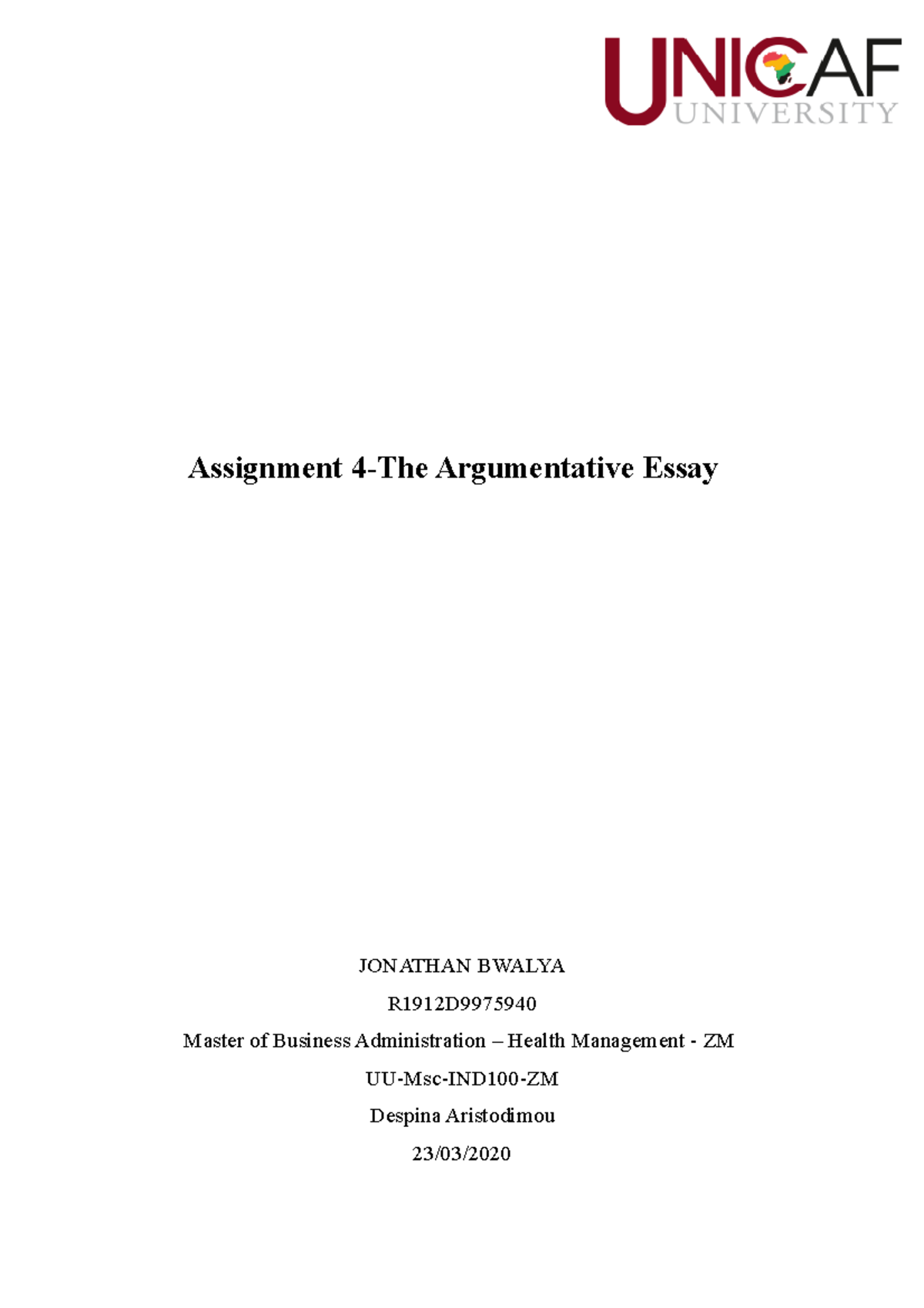 Assignment 4 INTRODUCTORY MODULE IN HEALTH CARE MANAGEMENT - Assignment ...