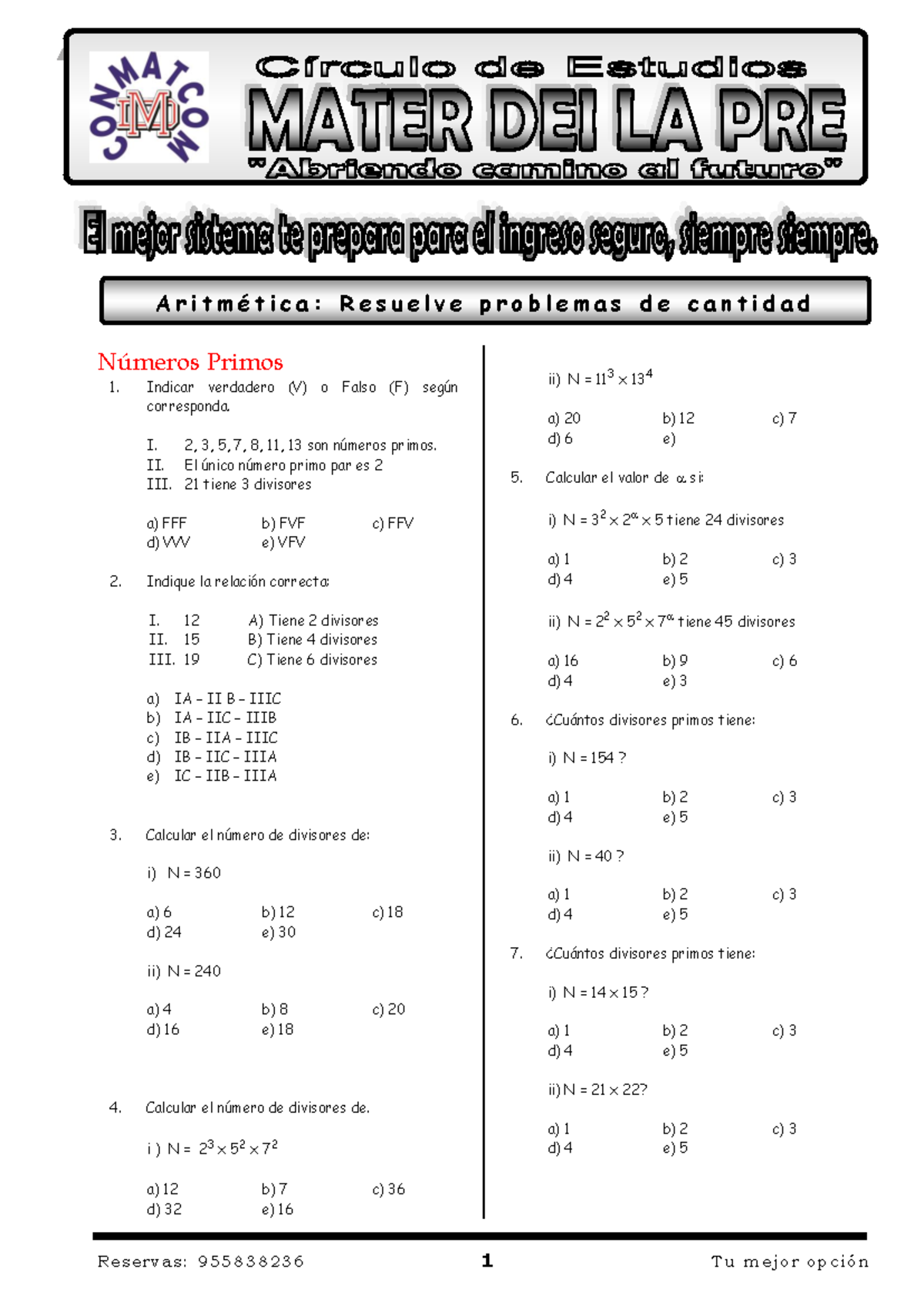 Numero primos basic - Reservas: 955838236 1 Tu mejor opción Campeones siempre siempre ACADEMIA ...