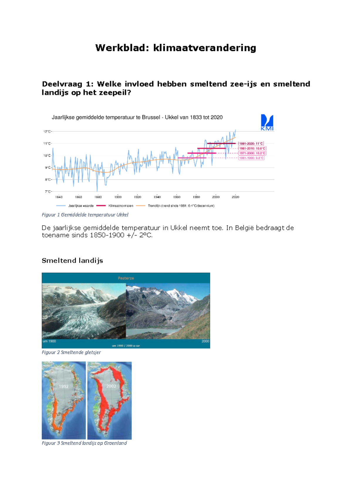 Werkblad STEM-dag 3p - ...... - Werkblad: klimaatverandering Deelvraag ...