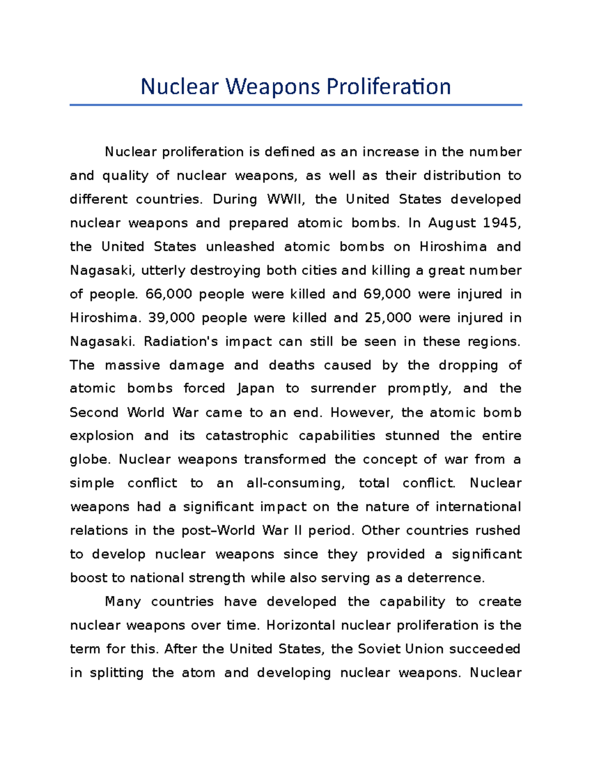 Nuclear weapons proliferation - Nuclear Weapons Proliferation Nuclear ...