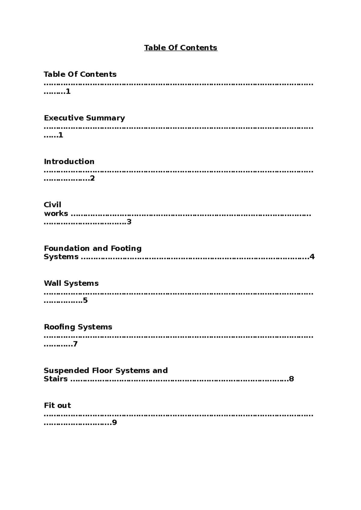 Civil works (Auto Recovered) - Table Of Contents Table Of Contents ...