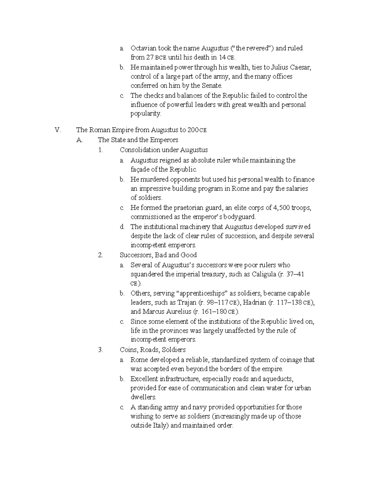 Ch08-outline 5 - Lecture Notes - a. Octavian took the name Augustus ...