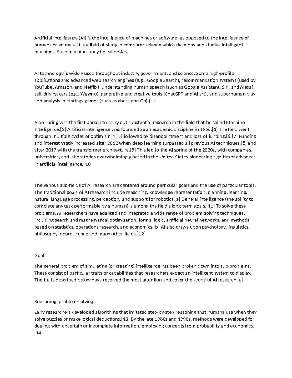 Doc 13 - yyyyy - Artificial intelligence (AI) is the intelligence of ...