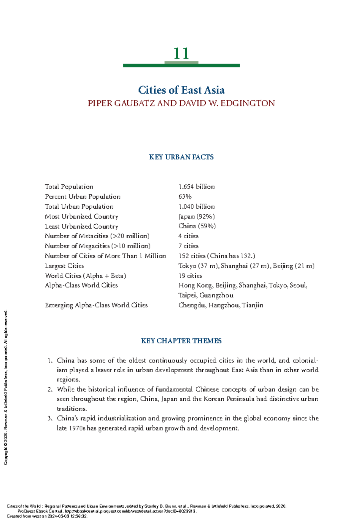 Cities of the World Regional Patterns - 11 Cities of East Asia PIPER ...