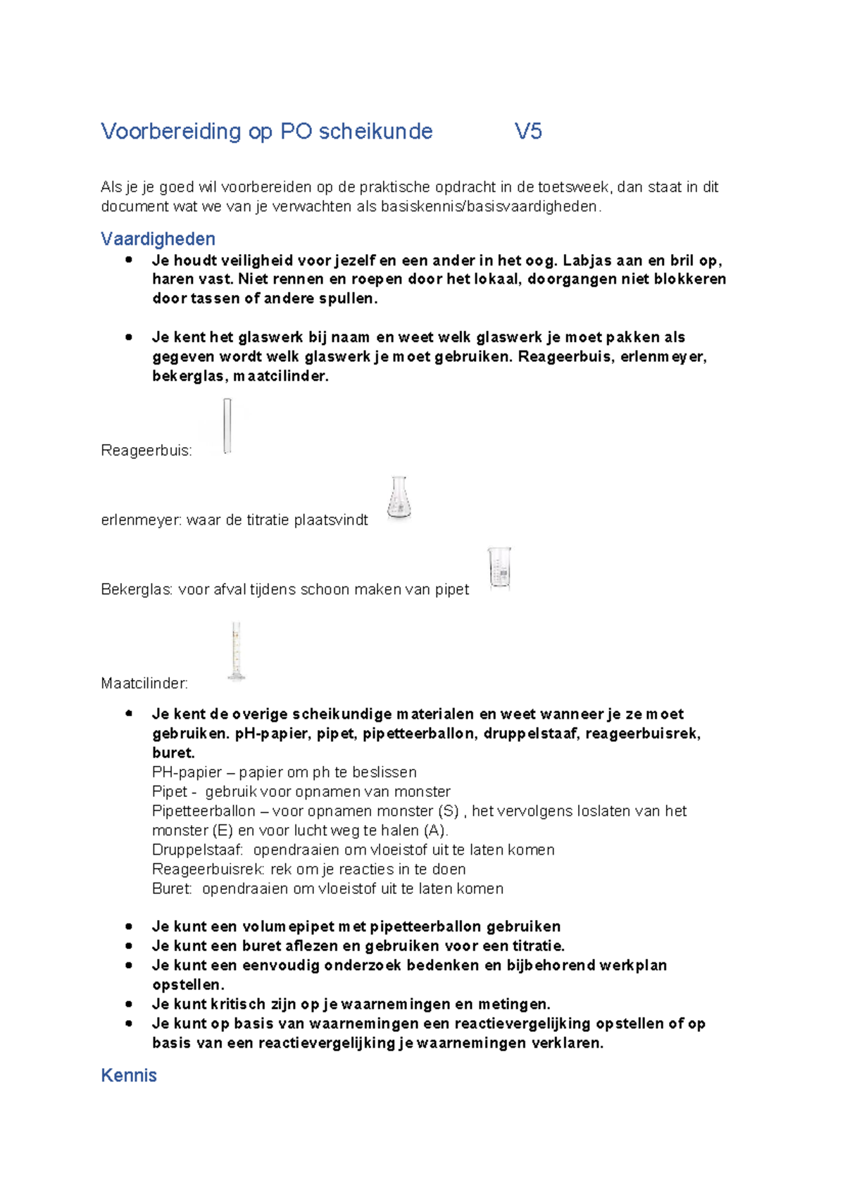 Voorbereiding op PO V5 - Voorbereiding op PO scheikunde V Als je je ...