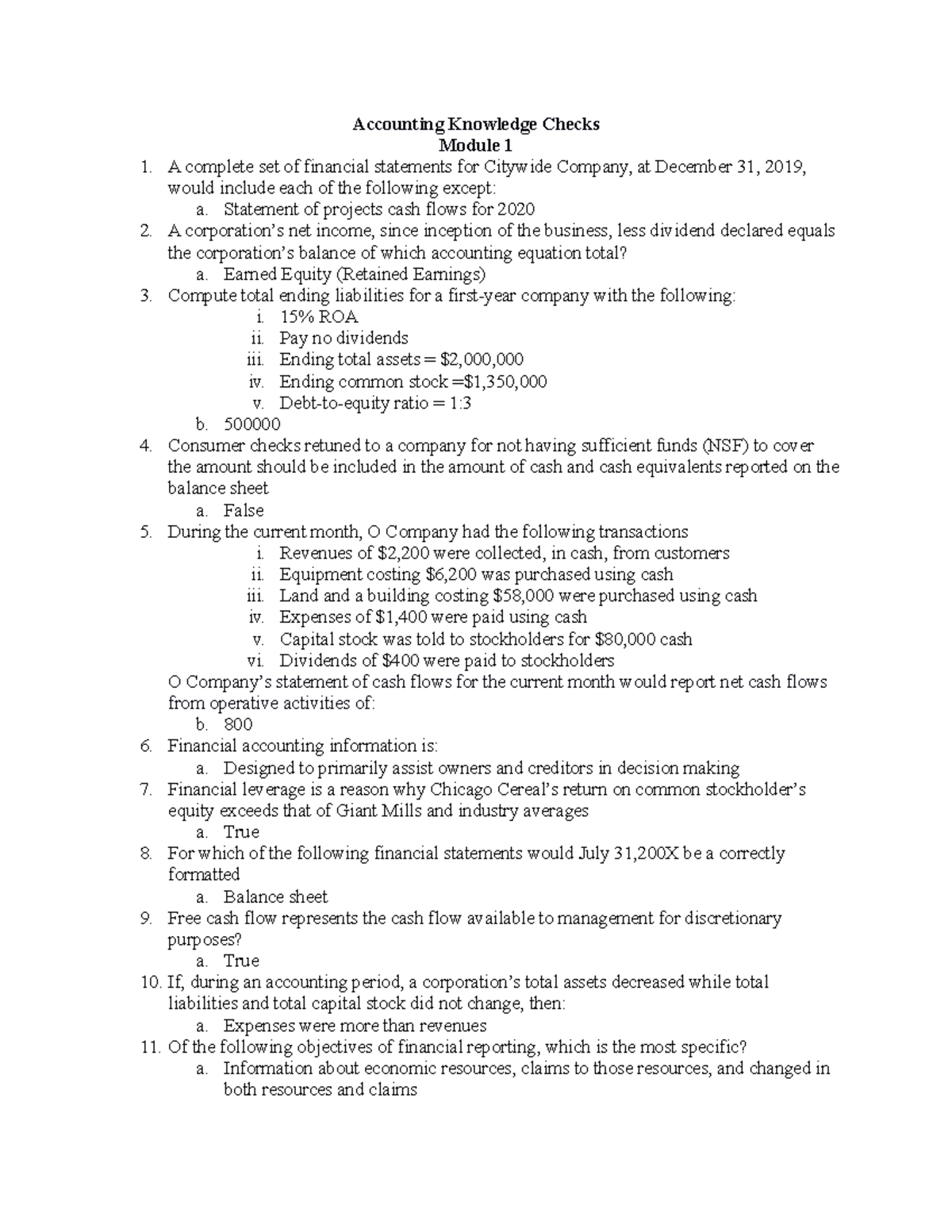 Accounting Notes Knowledge checks Questions and Answers - Accounting ...