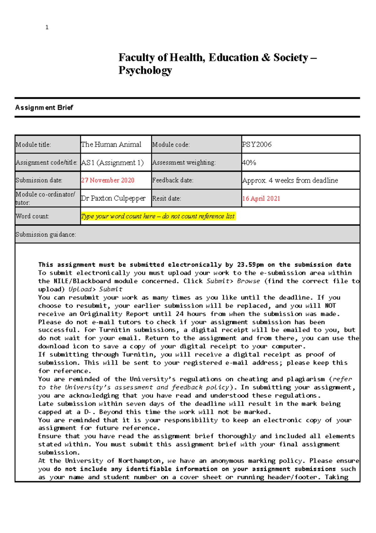 Psychological Adaptations - Faculty of Health, Education & Society ...