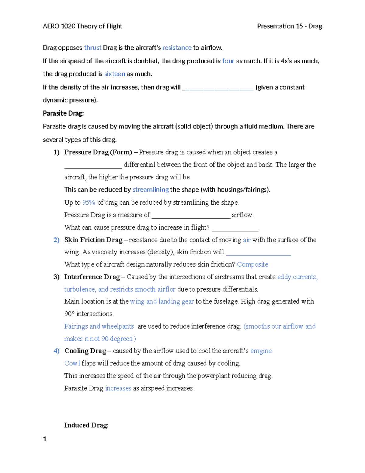 Presentation 15 - Drag - Comploted drag note- mcdonald - AERO 1020 ...